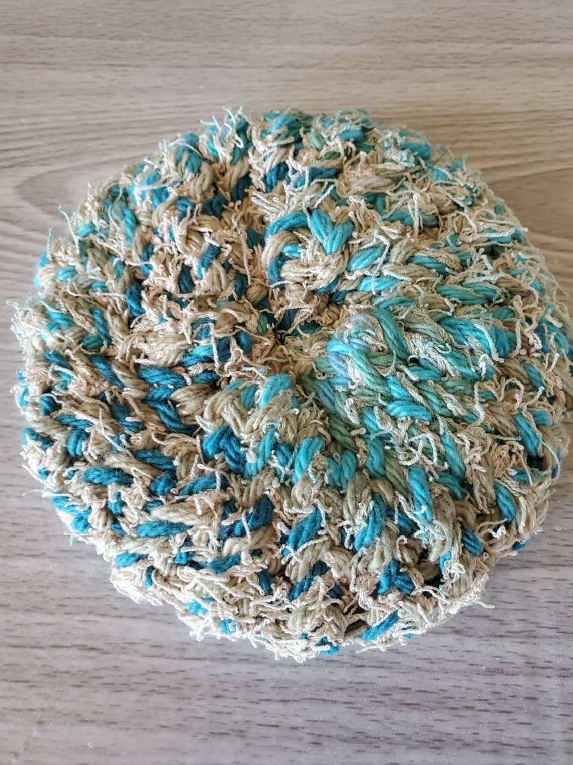 Pebble Beach Scrubby Round Sponge Dark Teal Tan Scrubber | Etsy