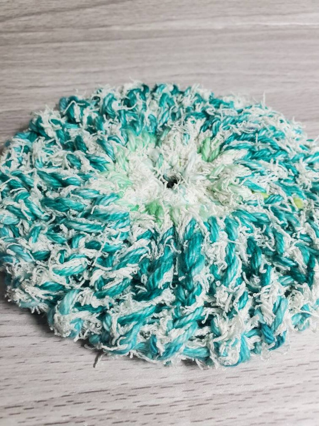 Green Stripes Scrubby, Loom Knit Scrubber, Ecofriendly Round Cotton ...