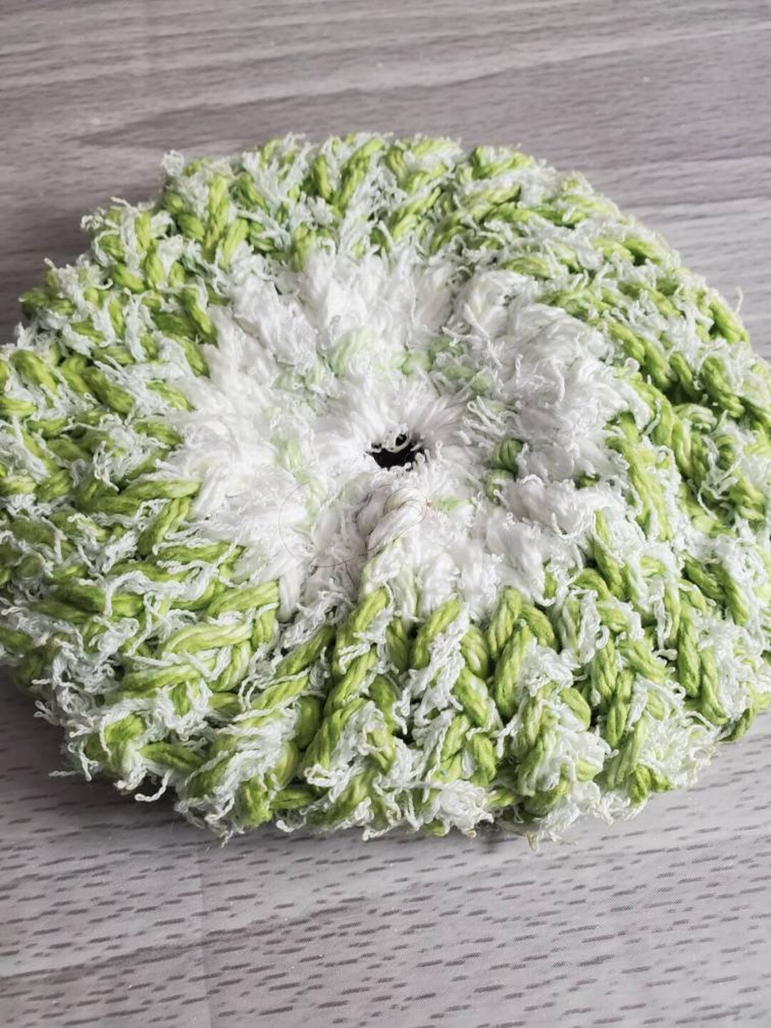 Lime Stripes Scrubby, Round Kitchen Scrubby, Shades of Green White ...