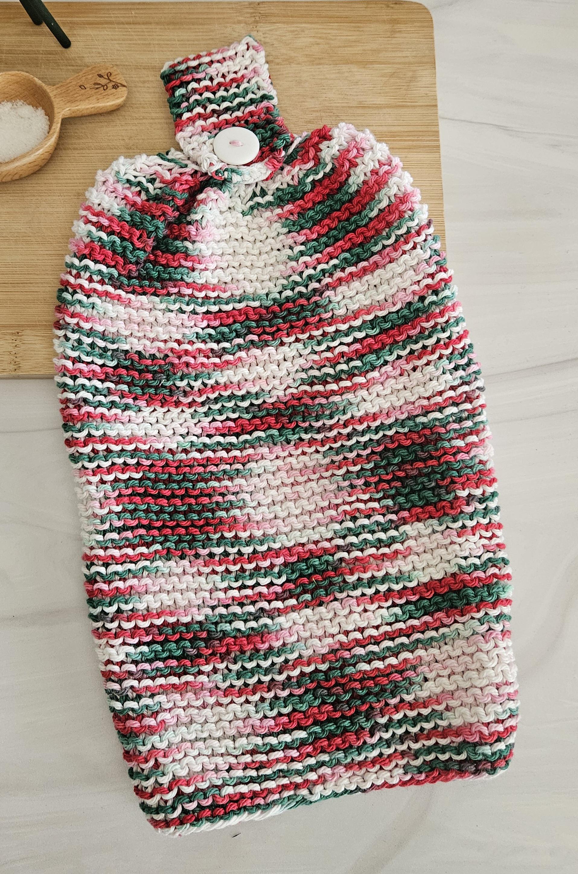 Love Christmas Dish Towel, Knit Kitchen Oven Cloth, Red White Green ...