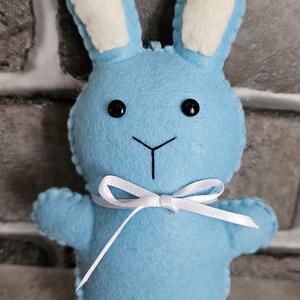 Bunny Felt Ornament, Blue Lilac Button Decor, Handmade Rabbit Hanging ...