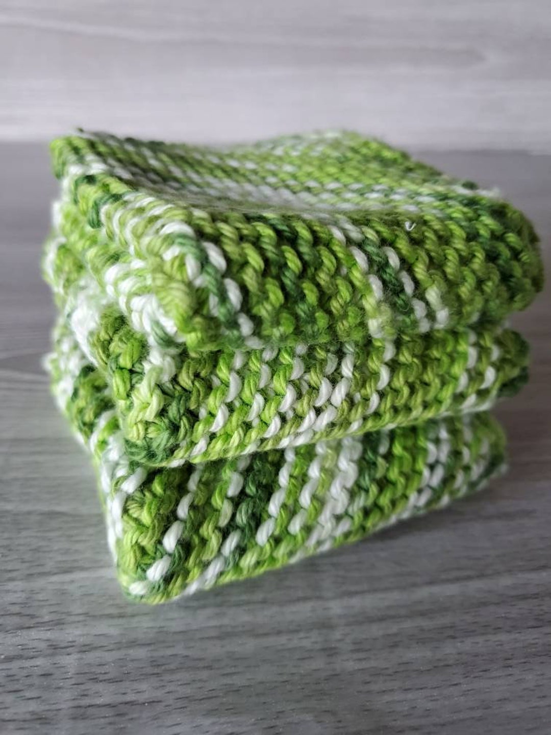 Lime Ombre Dishcloths, Shades of Green White, Set of 3, Facial Cotton ...