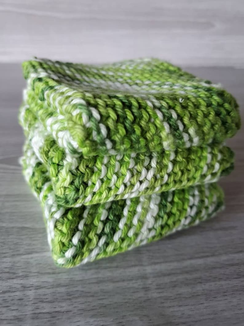 Lime Ombre Dishcloths, Shades of Green White, Set of 3, Facial Cotton ...