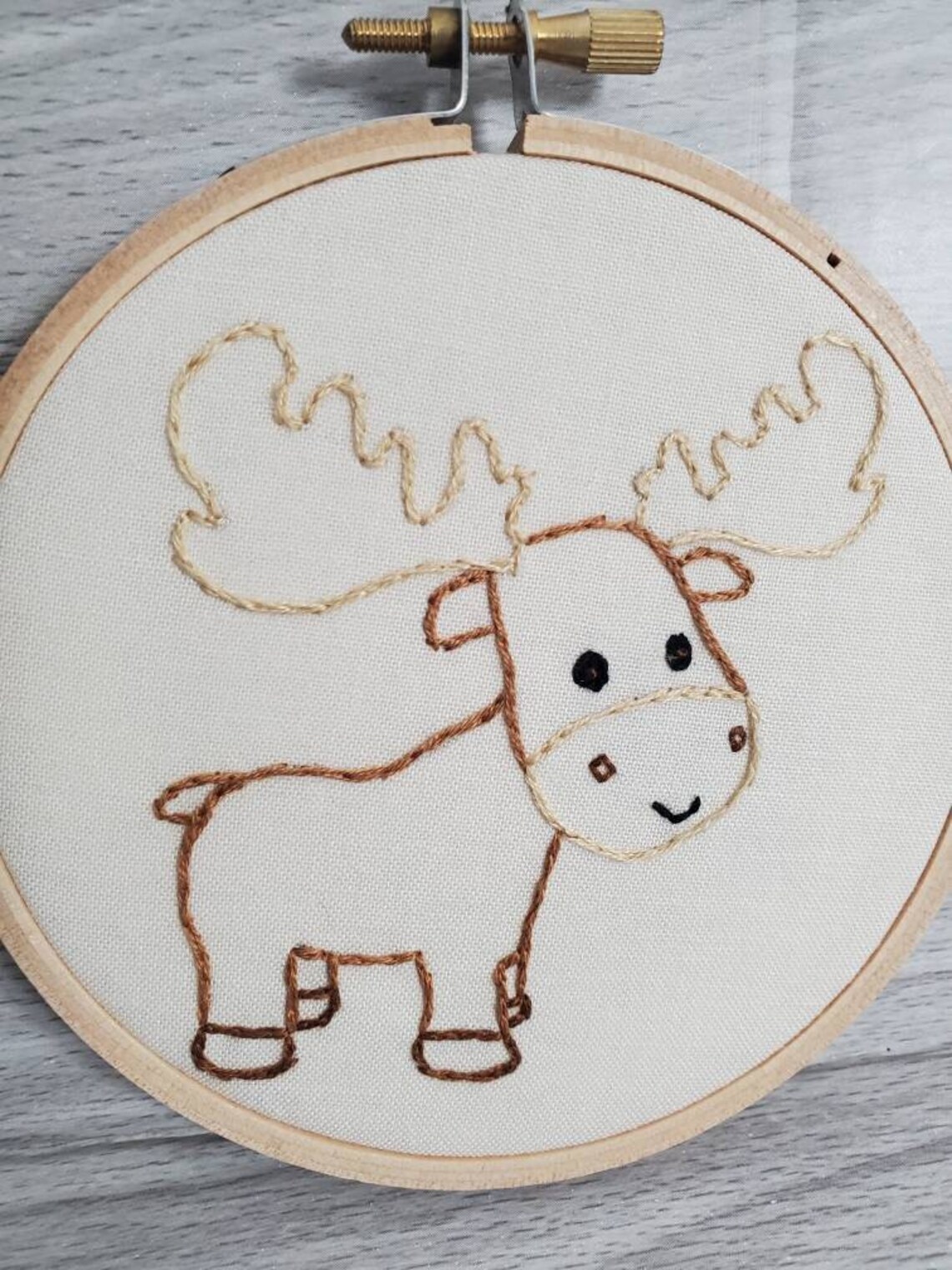 Moose Embroidery Ornament Embroidery Moose Decor Brown Tan | Etsy