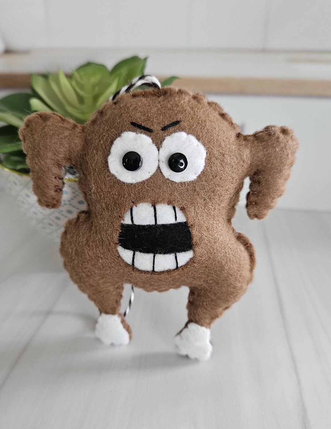 Merino Wool Turkey Ornament, Funny Thanksgiving Decor, Handmade Scared ...