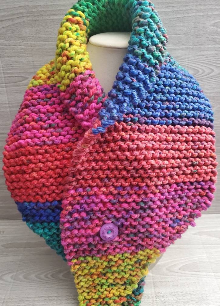 Bulky Button Cowl, Textured Neck Scarf, Knitted Swirl, Blue Green ...