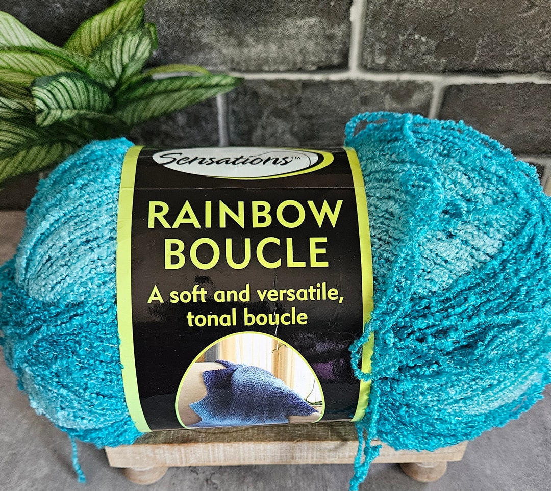 New Turquoise Rainbow Boucle, Sensations Knit Crochet Soft Yarn ...