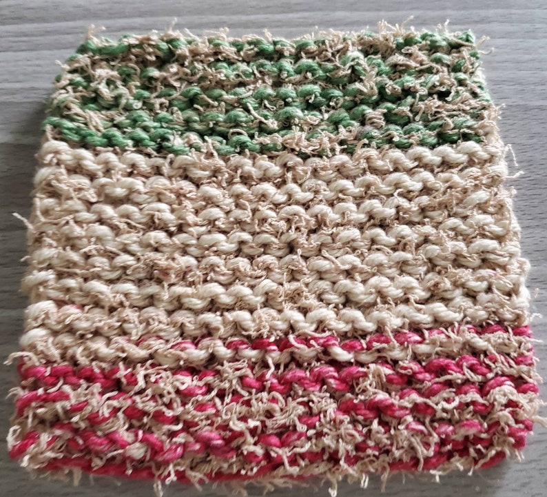 Country Stripe Scrubby Kitchen Dishrag Beige Green Red - Etsy