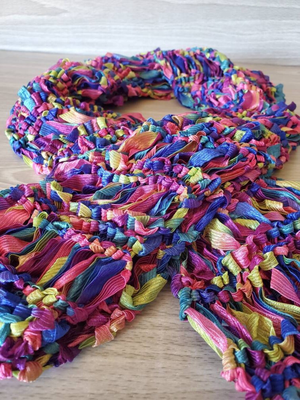 Carnival Ribbon Scarf Hand Knit Scarf Lion Brand Incredible | Etsy