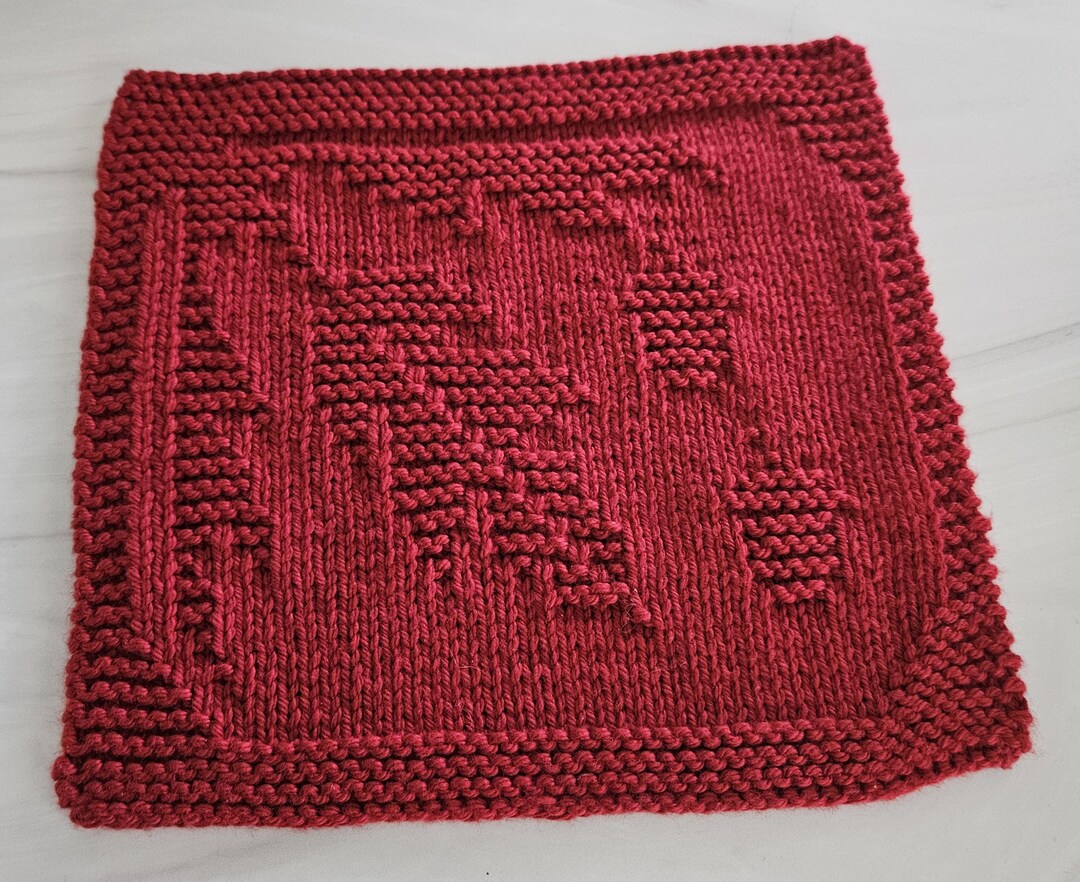 Oak Leaves Acorn Dishcloth, Burnt Sienna Thanksgiving Knit Decor, Knit ...