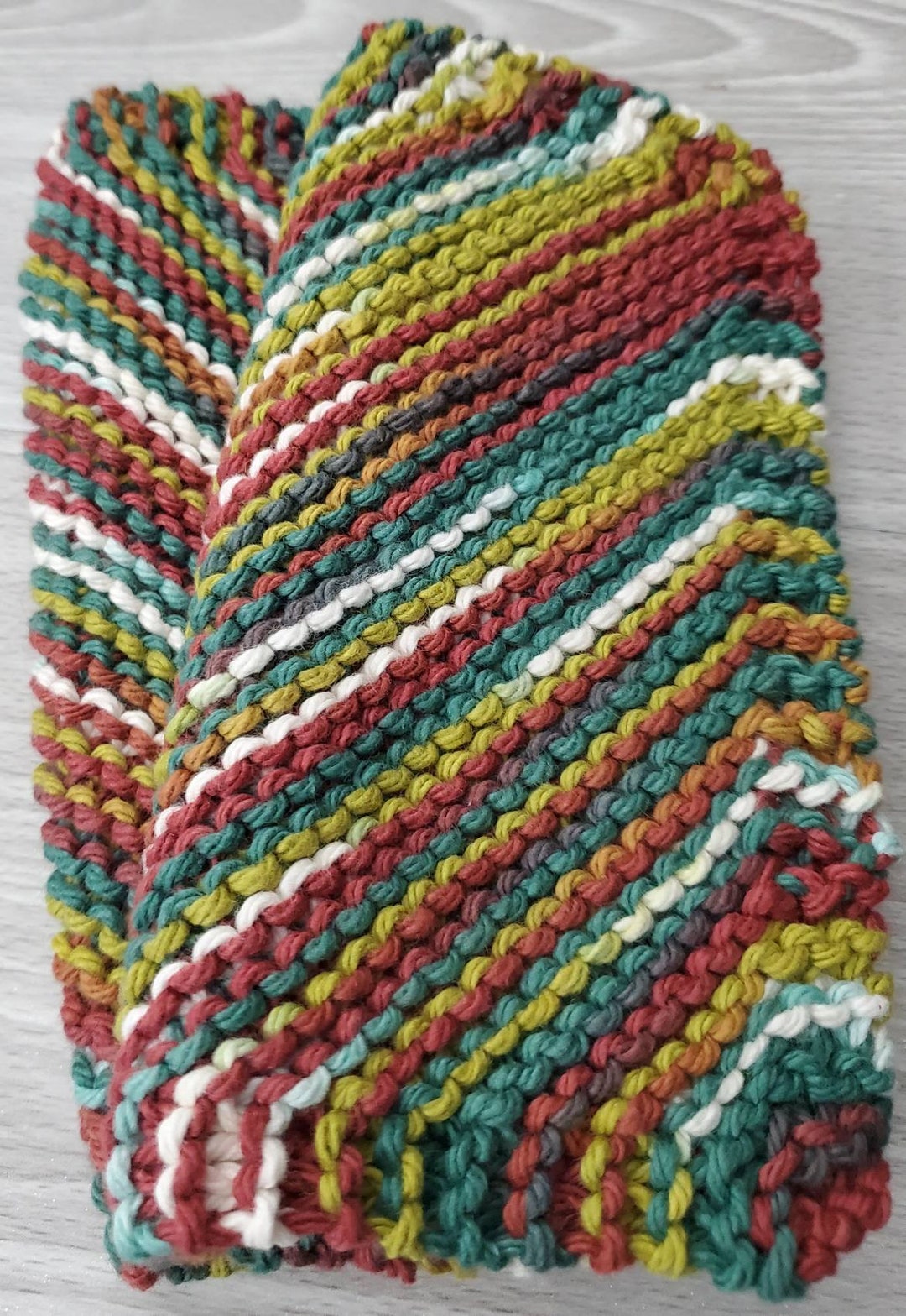 Summerfield Dishcloth, Green White Brick Red, Set of 2 Knit Washcloth ...