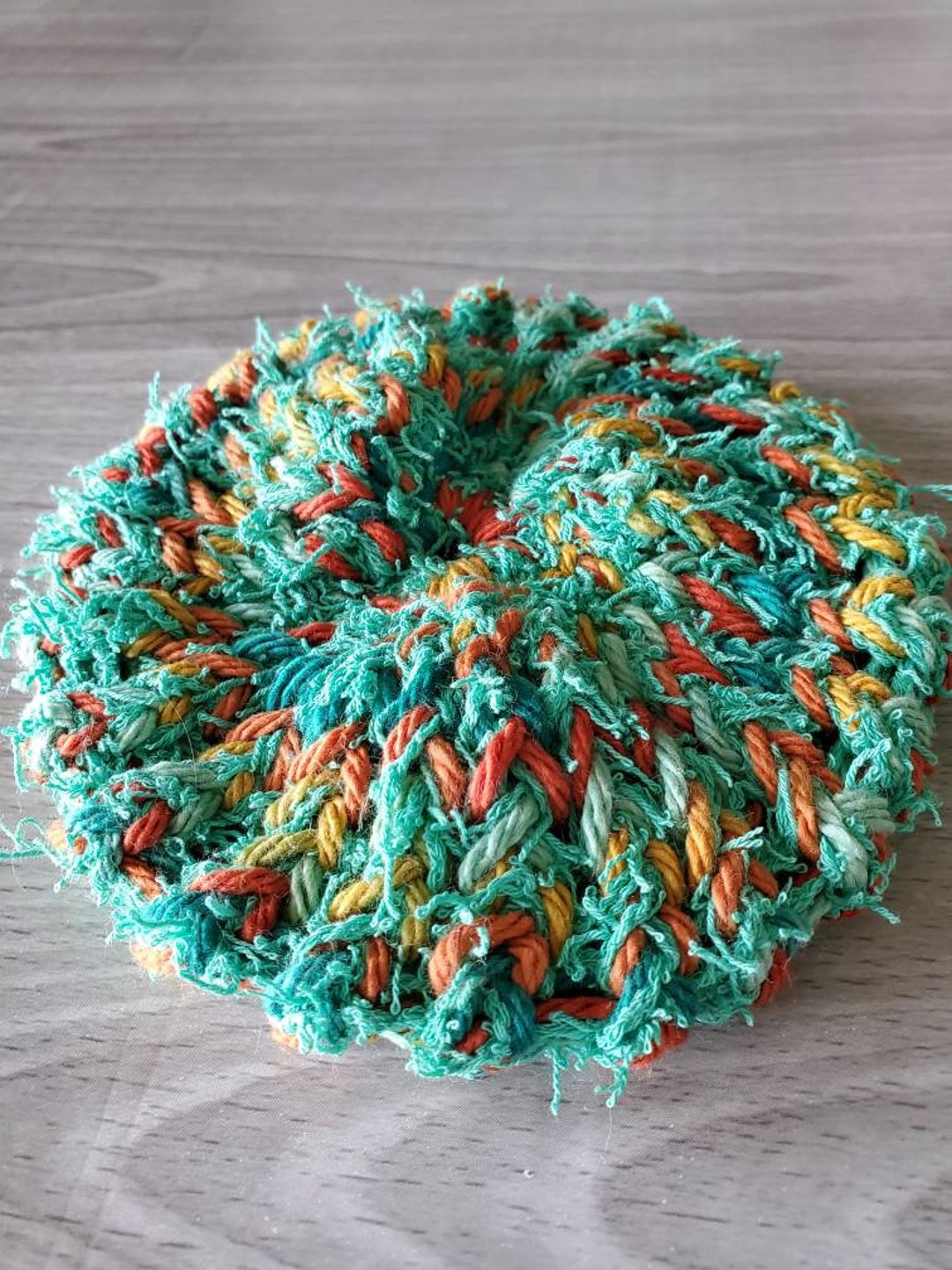 Desert Gold Scrubbie, Kitchen Cotton Loom Knit, Gold Rust Teal, Round ...