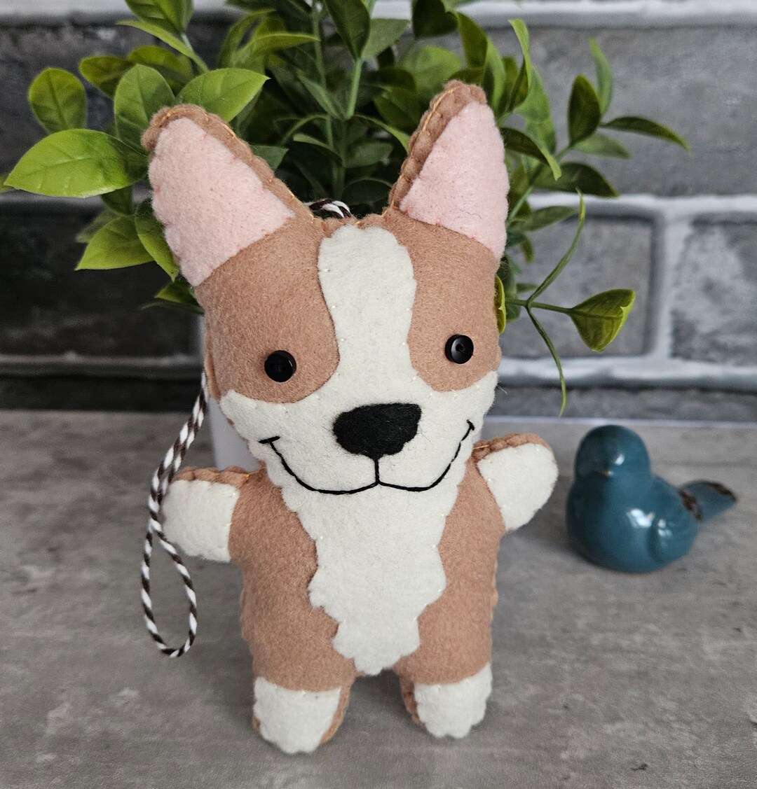 Corgi Felt Ornament, Tan Cream, Handmade Pet Christmas Tree Decor ...