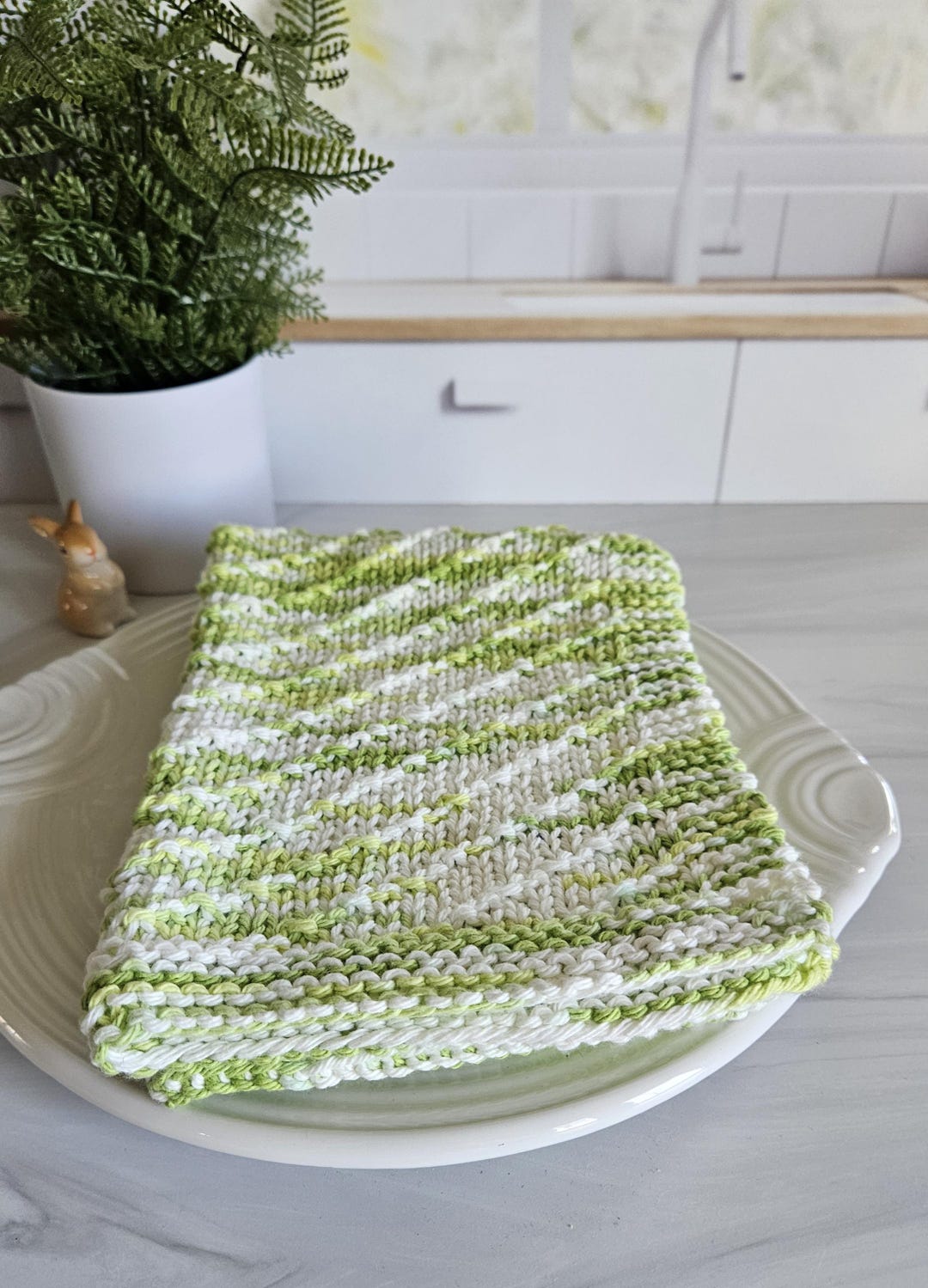Diagonal Lines Dish Towel, Textured Kitchen Cloth, Key Lime Pie Cotton ...