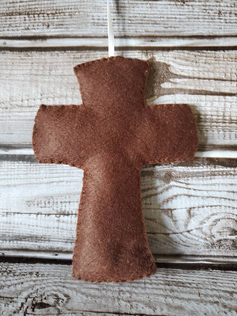 Easter Cross Ornament Religious Felt Cross White Lily Cross - Etsy