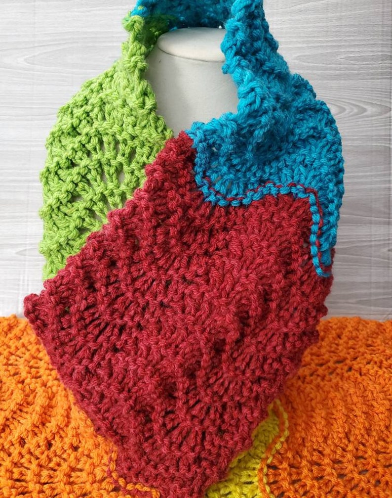 Rainbow Chunky Scarf Knit Textured Scarf Red Orange Blue | Etsy