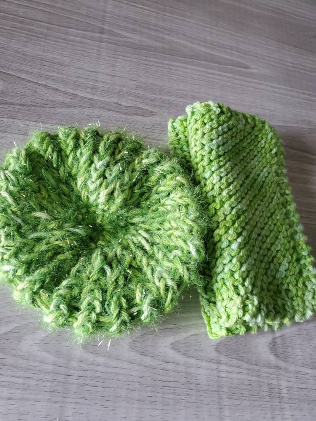 Vintage Green Stonewashed Dishcloths, Shades of Green, Set of 2 Cotton ...