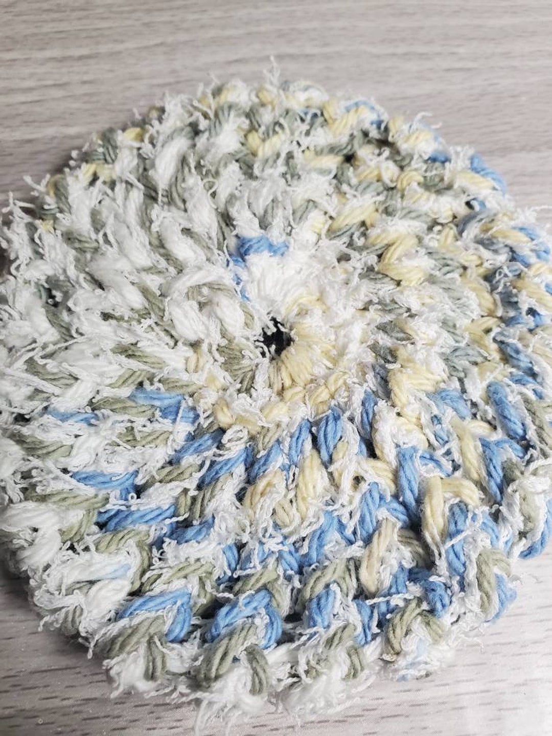 Stockholm Ombre Scrubby, White Gray Blue Yellow, Cotton Loom Round ...