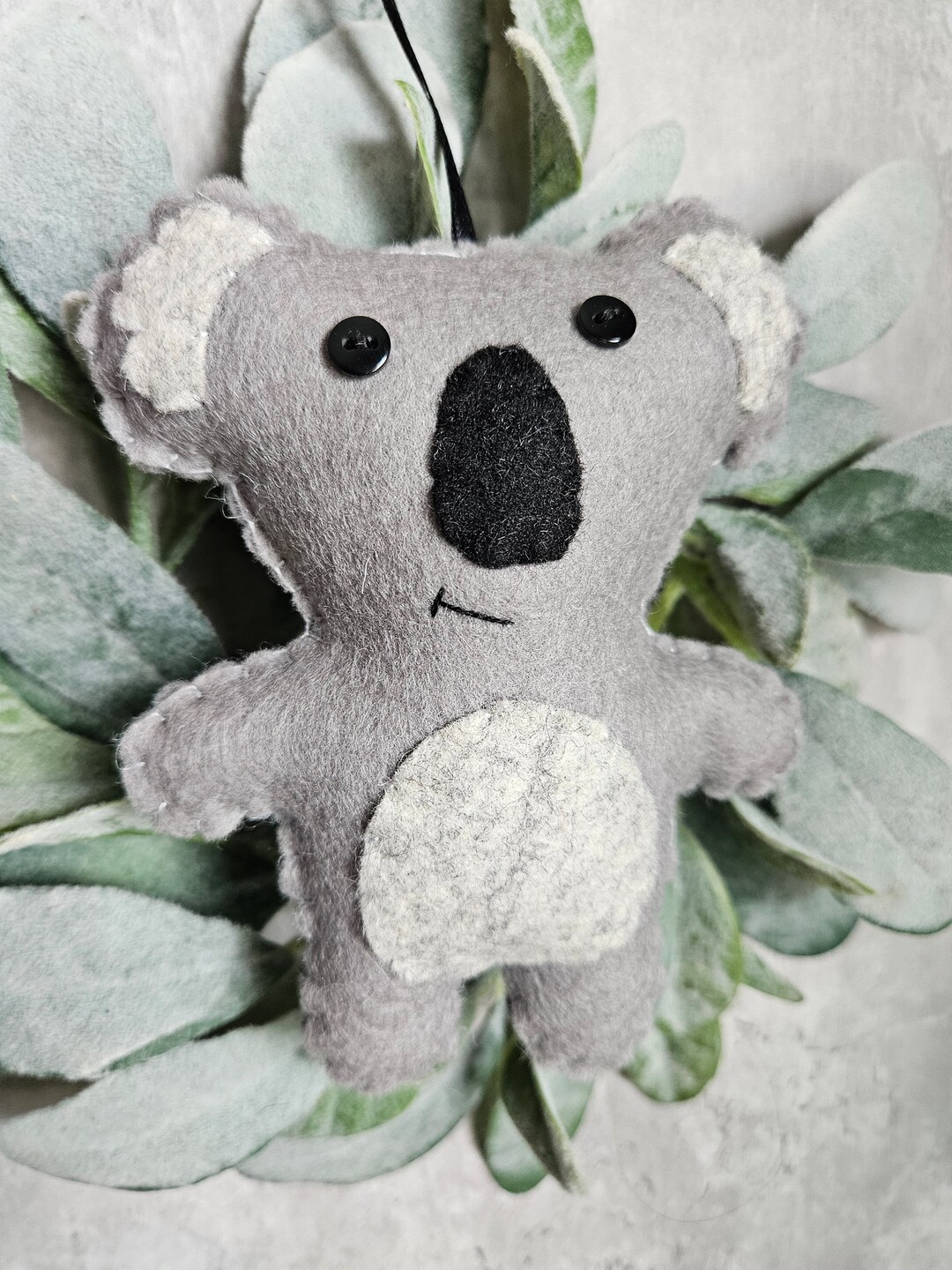Merino Wool Felt Koala Ornament, Heather Gray Plush Stuffie - Etsy
