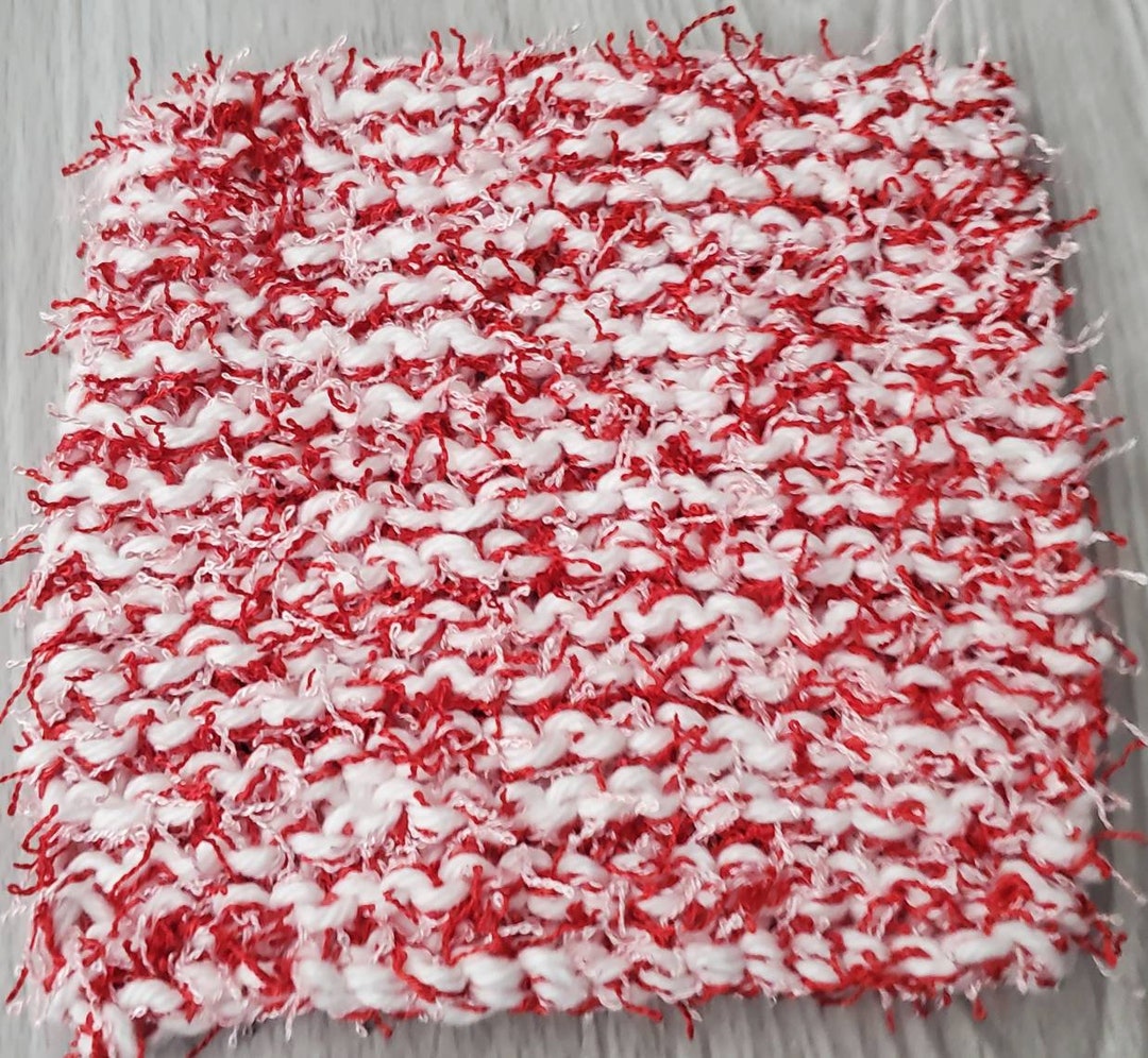Candy Cane Scrubby, Red White Scrubber, Kitchen Cotton Round, Christmas ...