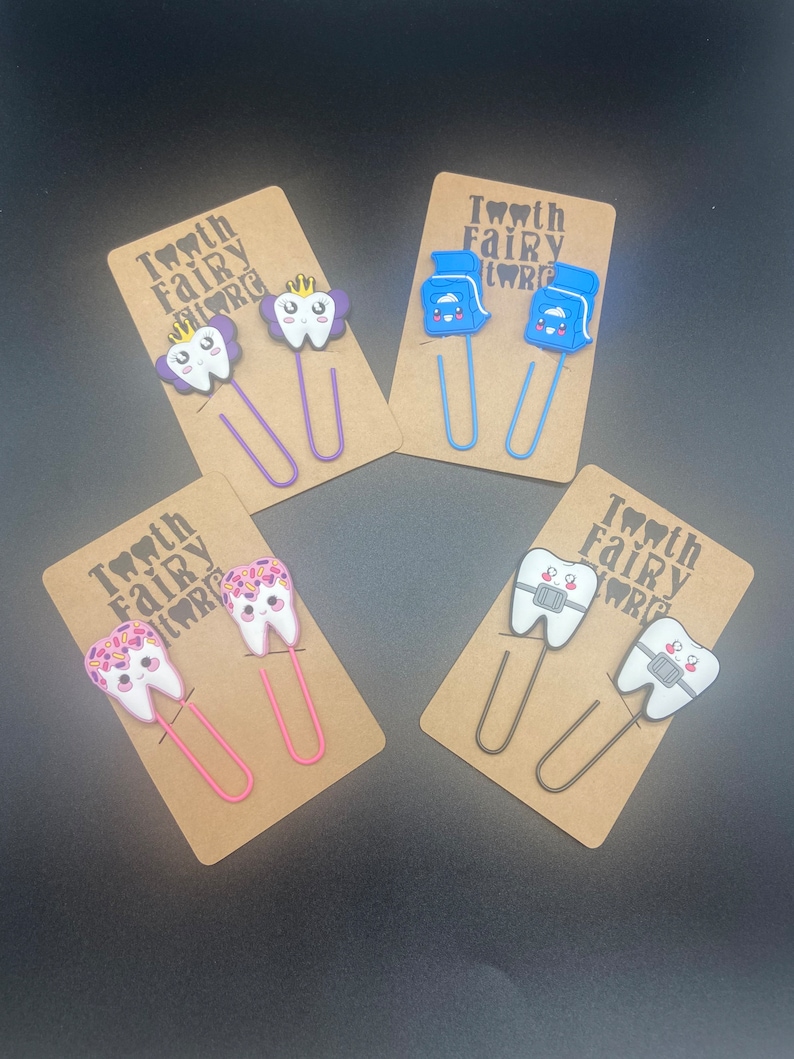 Dental Themed Paper Clip Bookmark Teeth Charms. Tooth Charms. - Etsy
