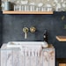 Dark Blue Ink Limewash Wallpaper. Lime Wash. Navy Blue Plaster ...