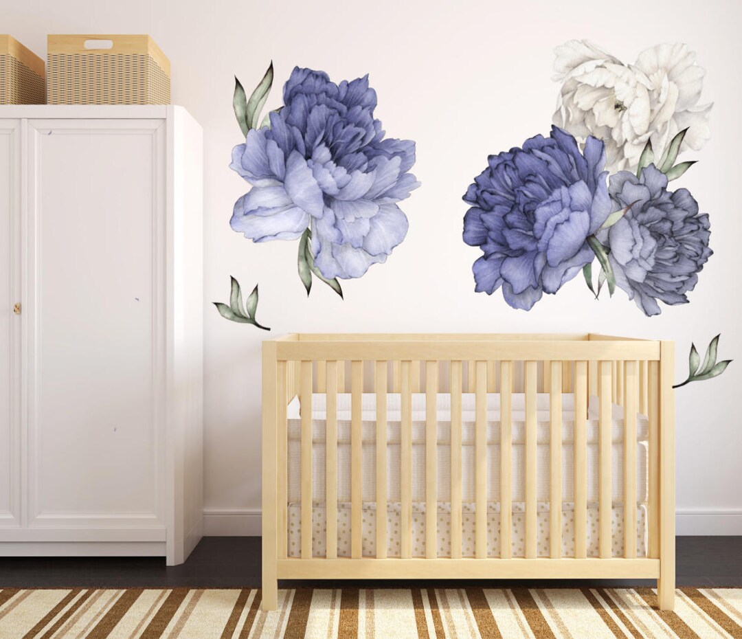 Blue Flower , Decals for Boys, Baby Boy Decor, Blue Flower Decor ...