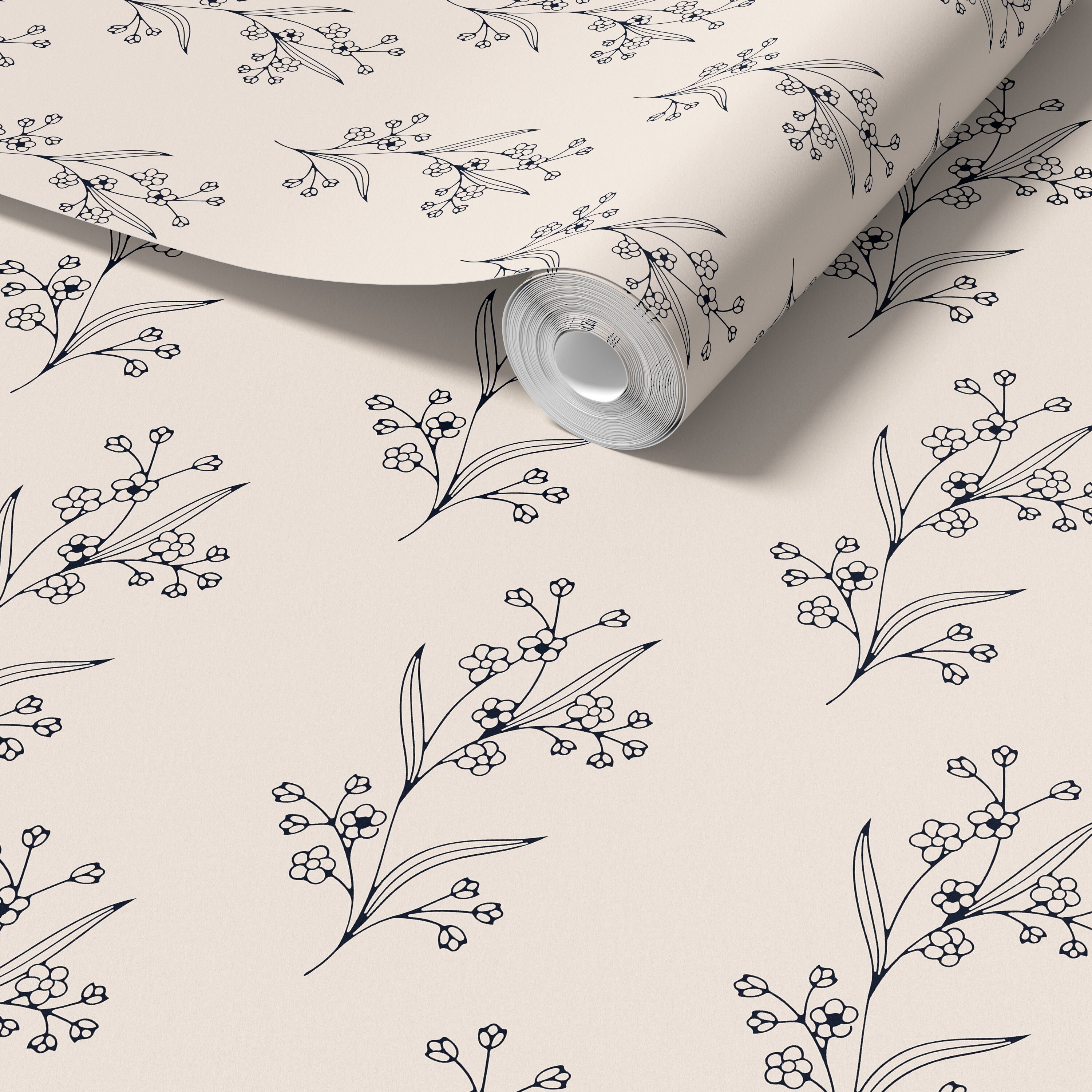 Sketched Twig Wallpaper - Modern - Earthy Wallpaper Printed Removable ...