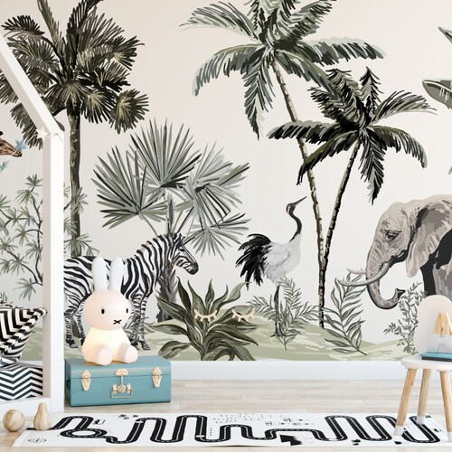 Tropical Mountain Wallpaper Jungle Wall Mural Peel and Stick - Etsy