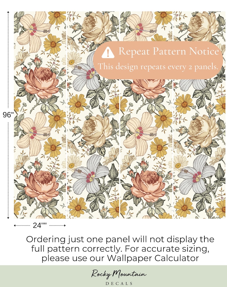 Madelyn Flowers Wallpaper, Removable Peel and Stick Wallpaper ...