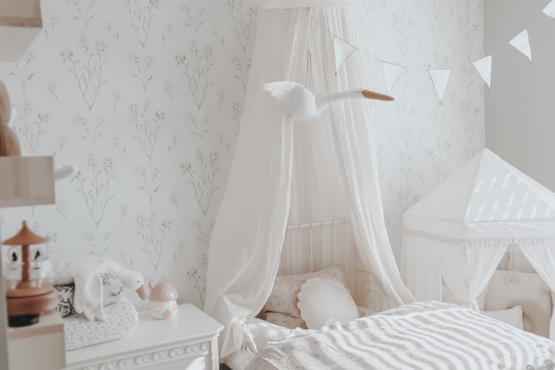 Modern Neutral Floral Wallpaper. Neutral Colors. Peel and - Etsy