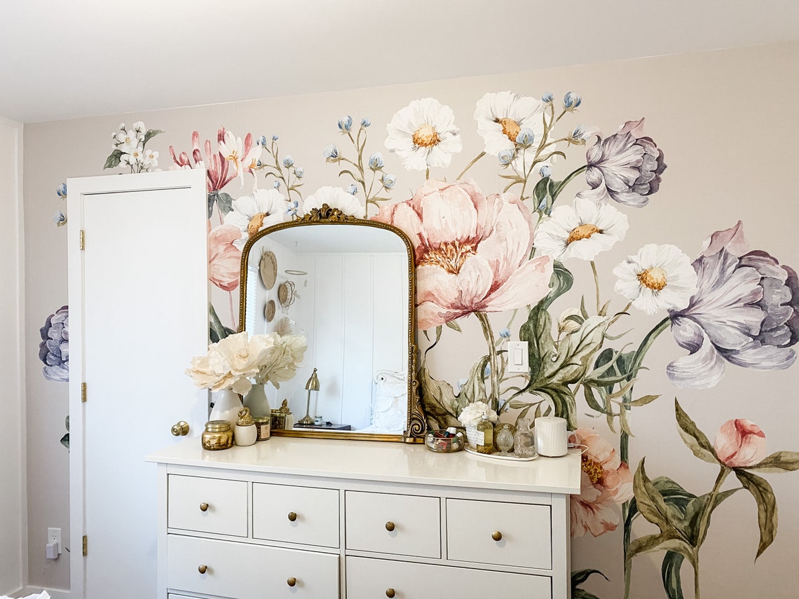 Large Scale Floral Wall Mural - Midsummer Dream, Removable Wallpaper - Etsy