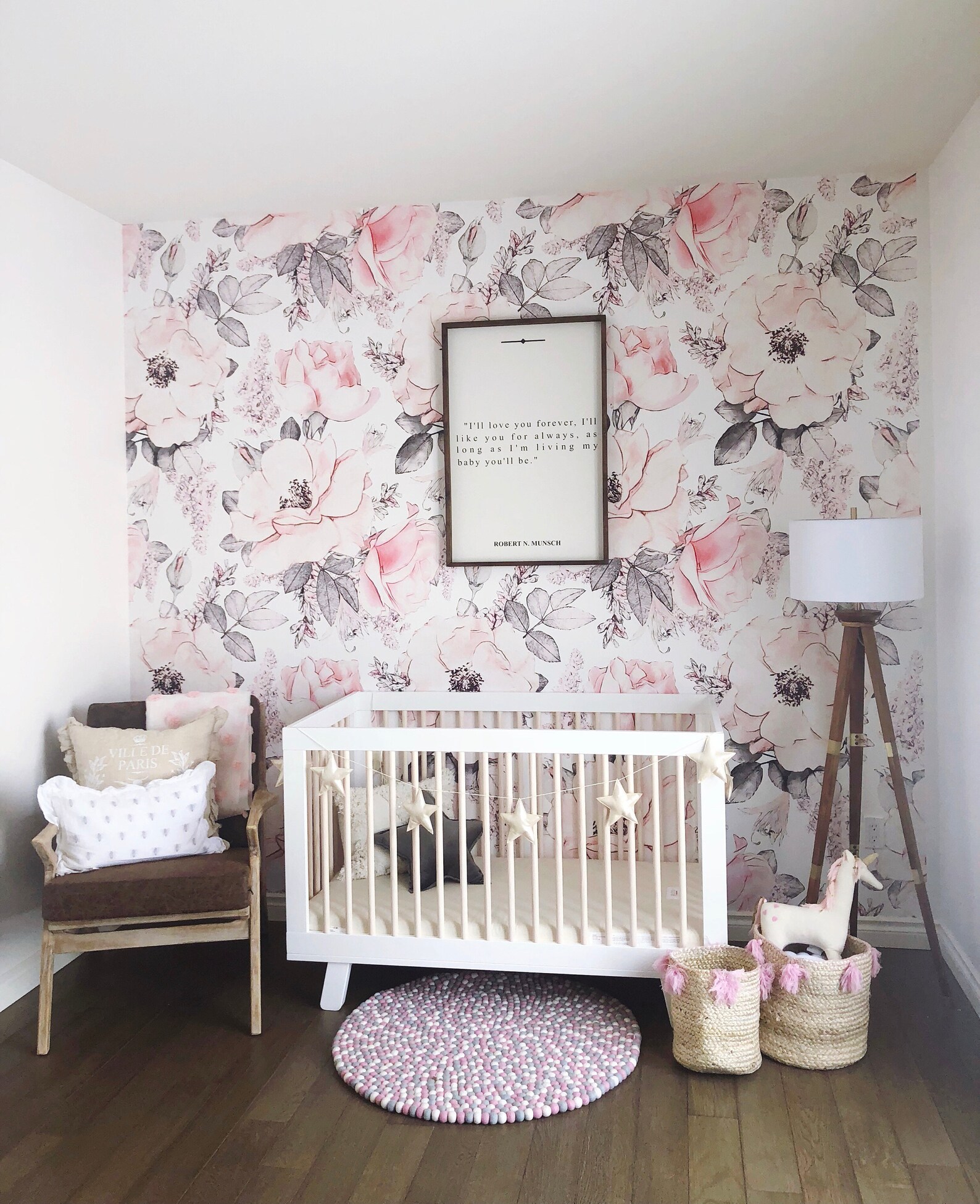 Modern Floral Wallpaper. Neutral Colors. Removable Wallpaper. Peel and ...