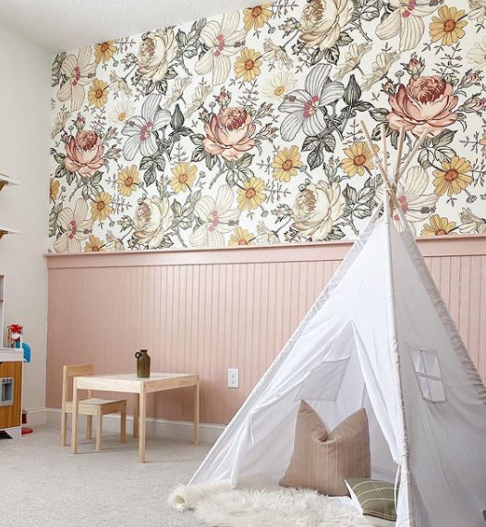Madelyn Flowers Wallpaper, Removable Peel and Stick Wallpaper ...