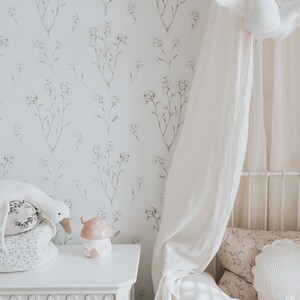 Modern Neutral Floral Wallpaper. Neutral Colors. Peel and Stick ...