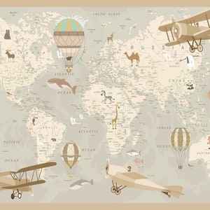 Fun & Educational Kids' World Map Wall Decal - Colorful, Easy-to-apply ...