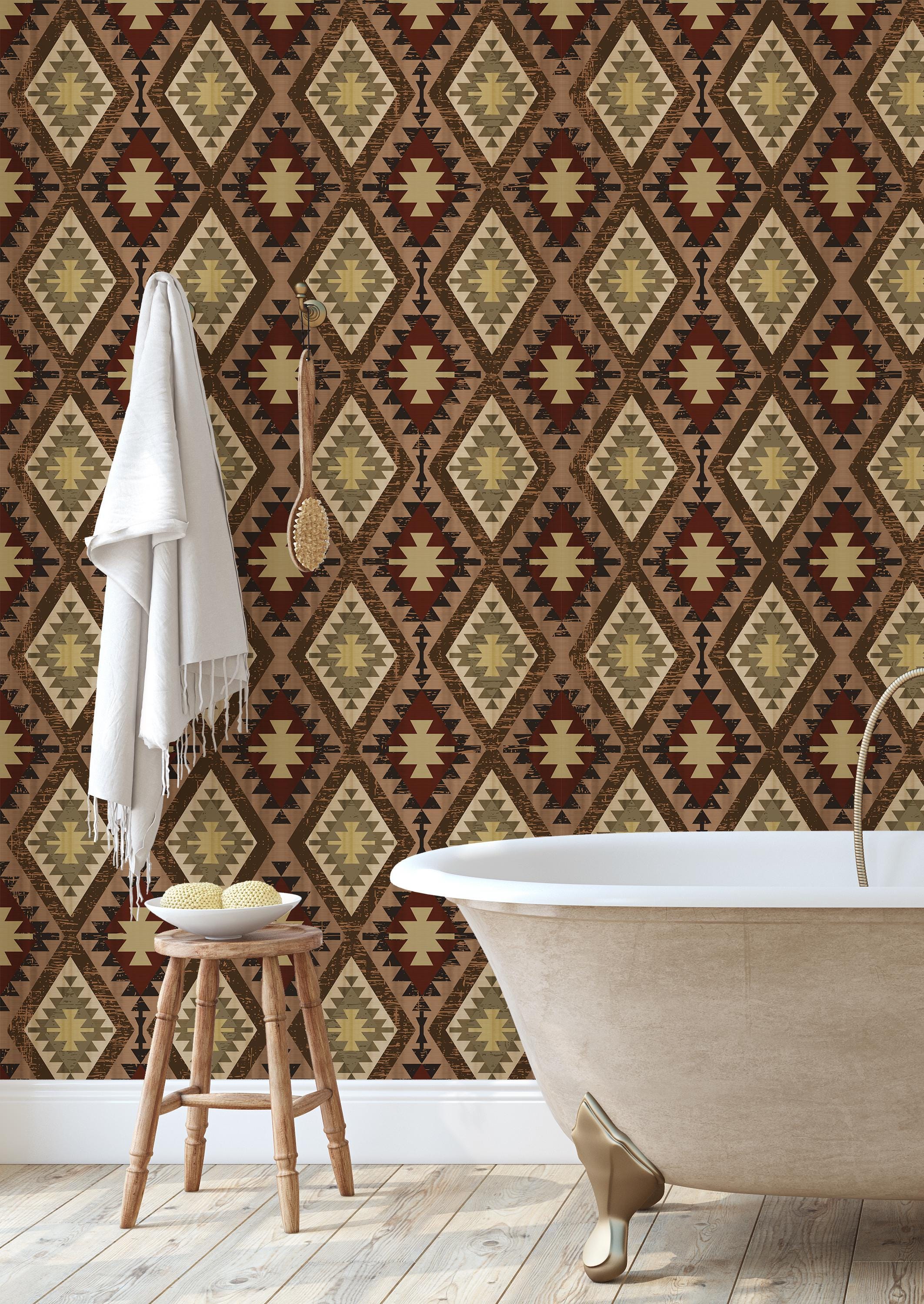 Western Quilt Wallpaper - Rustic Cattleman’s Quilt Pattern ...