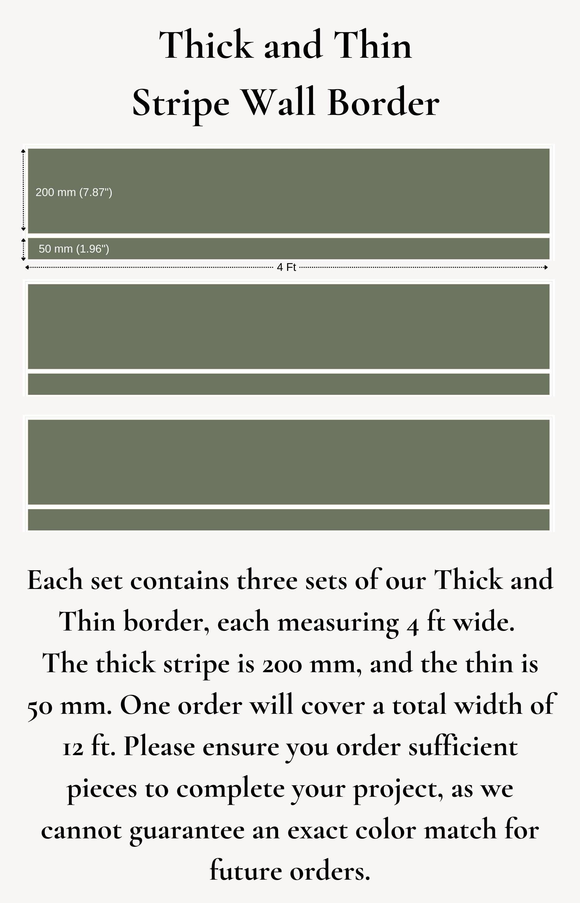 Customizable Thick and Thin Stripe Wall Border Decals, Removable Wall ...