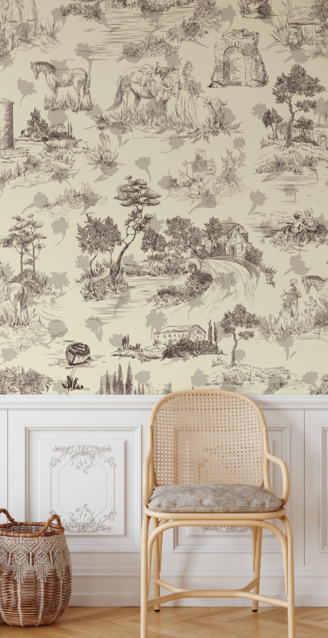 French Scene Wallpaper Toile De Jouy Wallpaper Removable - Etsy