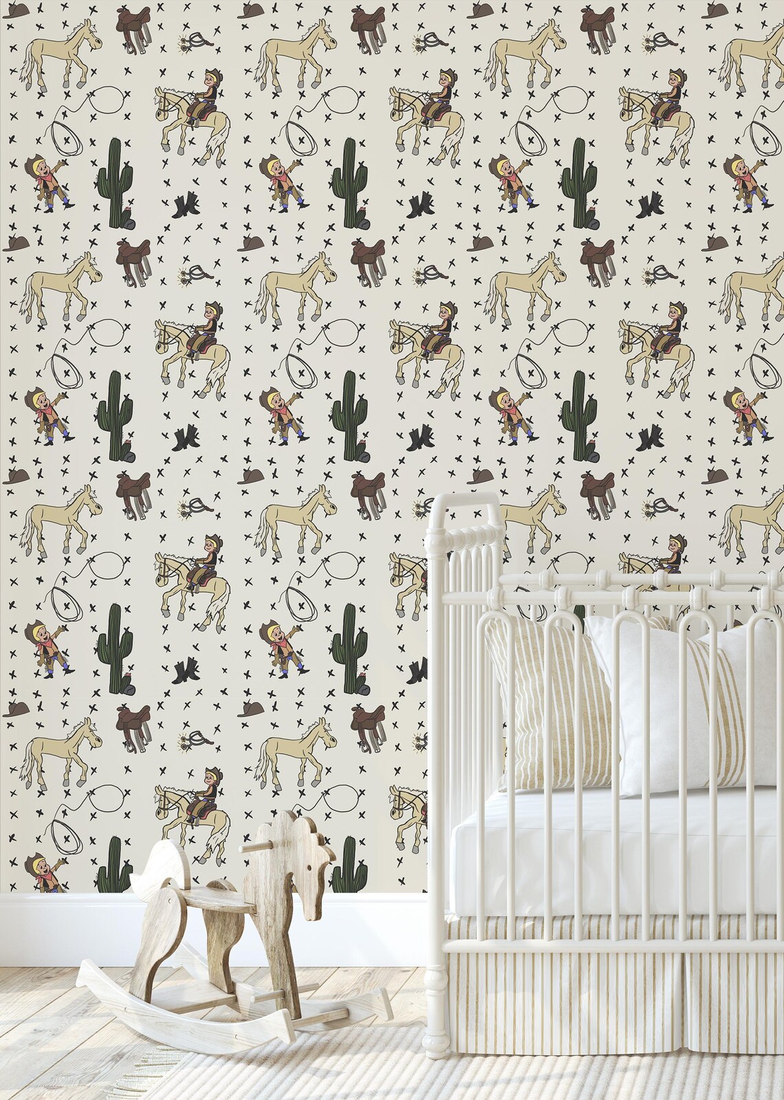 Howdy Partner Cowboy Wallpaper for Kids, Western Nursery Wallpaper ...