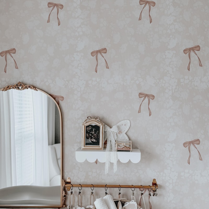 Pink Bow Wallpaper Bedroom - Etsy