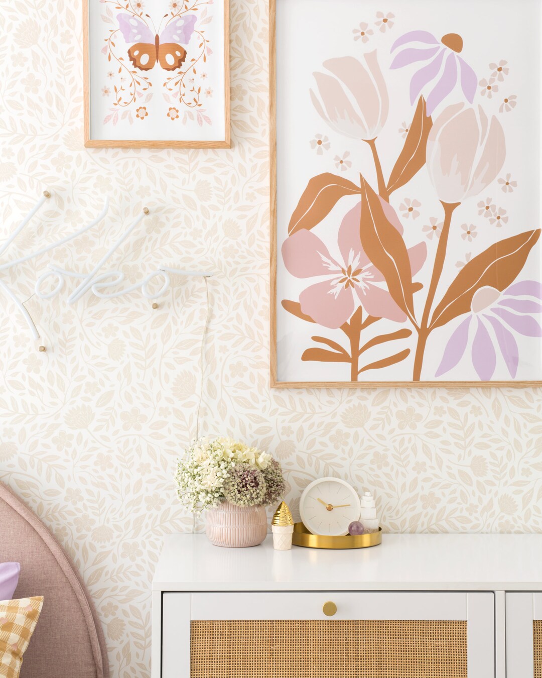 Cream Blossom Wallpaper, Wallpaper for Walls, Flower Wallpaper, Peel ...