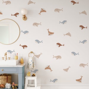 Whale Decals / Ocean Wall Decor / Removable Boho Whales/ Boy Room ...