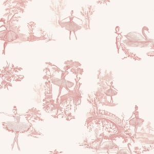 Ballerina Toile Wallpaper, Swan Lake Decor, Customizable Color Design ...