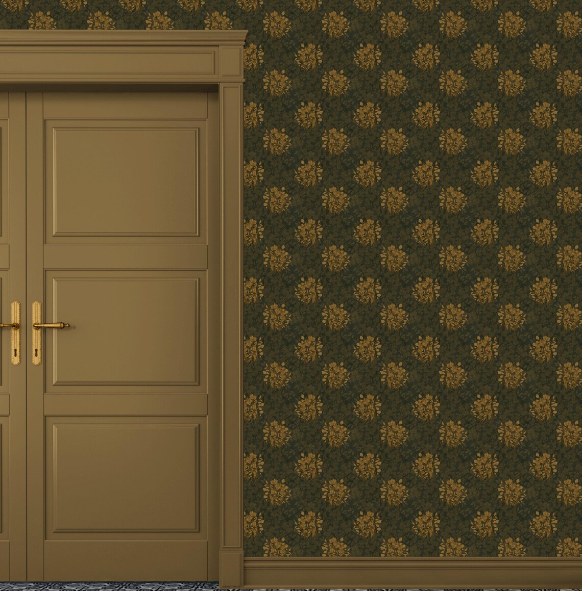 Block Print, Mustard Leaf Wallpaper, Textured Style Peel and Stick ...