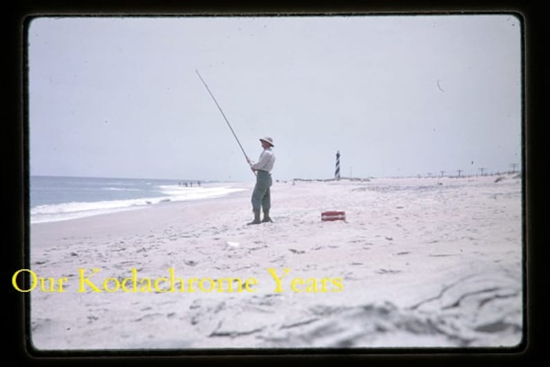 Surf Fishing Near Cape Hatteras Lighthouse, North Carolina, 1960's ...