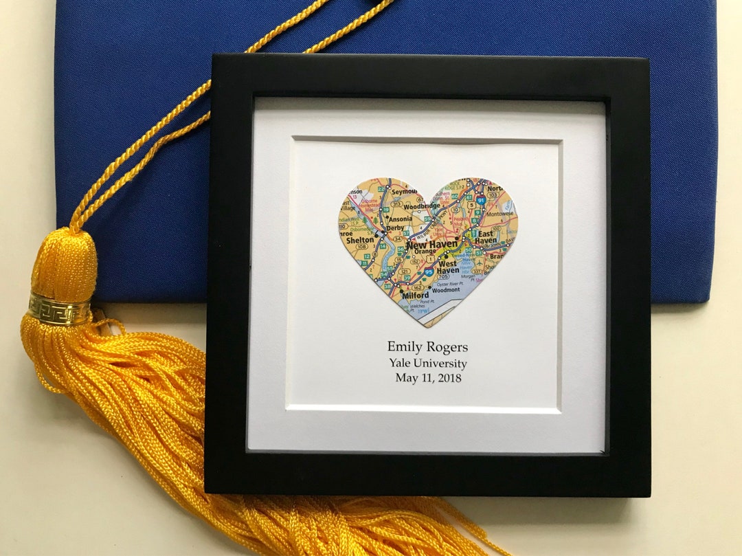 Graduation Map Gift- Customized Framed Map- 5x5 Inch Frame - Latitude ...