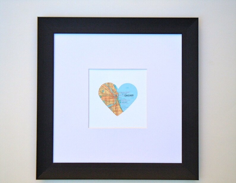 Heart Map Decor Framed Map Heart Choose Your City Wedding | Etsy