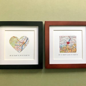 Framed Map & GPS Coordinates - Custom Map Gift - Latitude Longitude ...