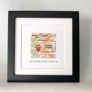 Framed Map & GPS Coordinates - Custom Map Gift - Latitude Longitude ...